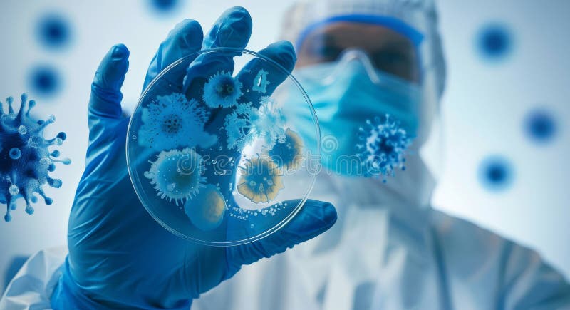 Scientist Holding Petri Dish with Microbes in Laboratory, Close-up View ...