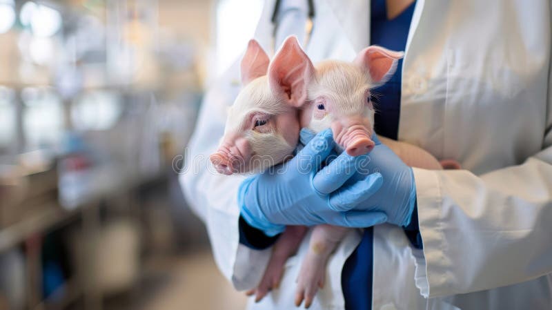 The Scientist Holding Piglets. AI Generated Stock Illustration ...
