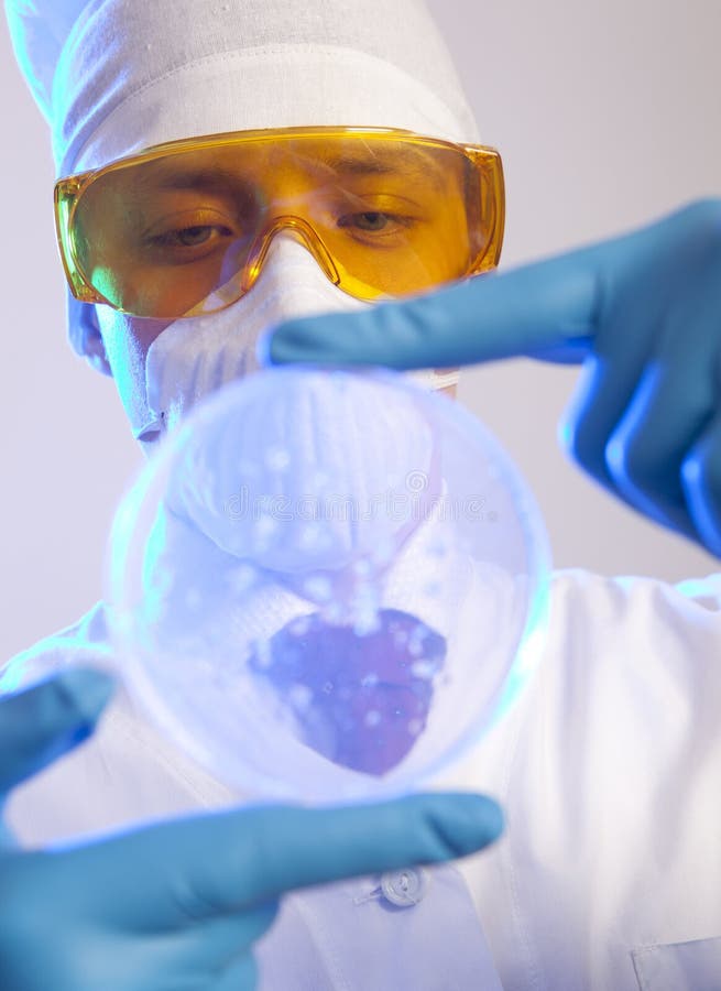 Scientist Holding Virus Cells Stock Image - Image of hygiene, hand ...
