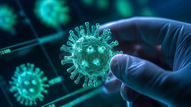 Scientist Holding Virus Model in Laboratory Research Stock Illustration ...