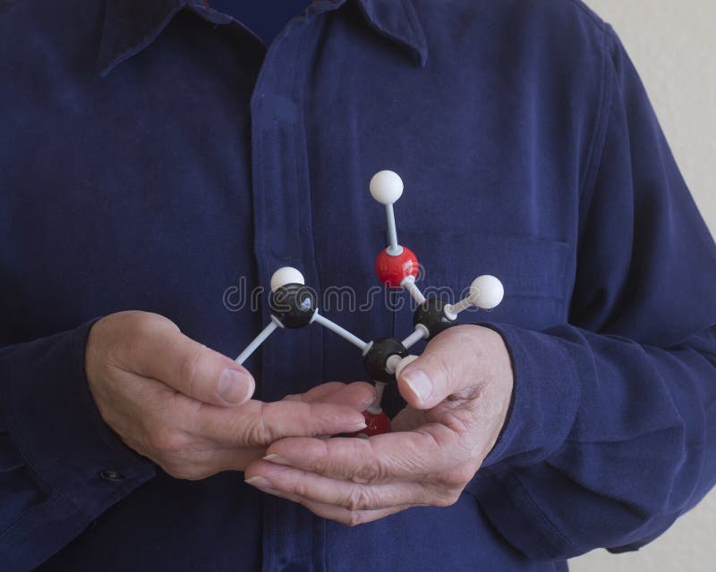 Scientist Holds a Molecule in His Hands for Demonstration To Illustrate ...