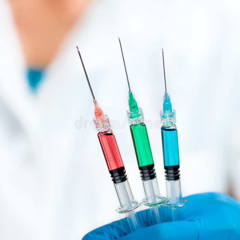 Blue Fluid Inside the Injection and Medication Stock Photo - Image of ...