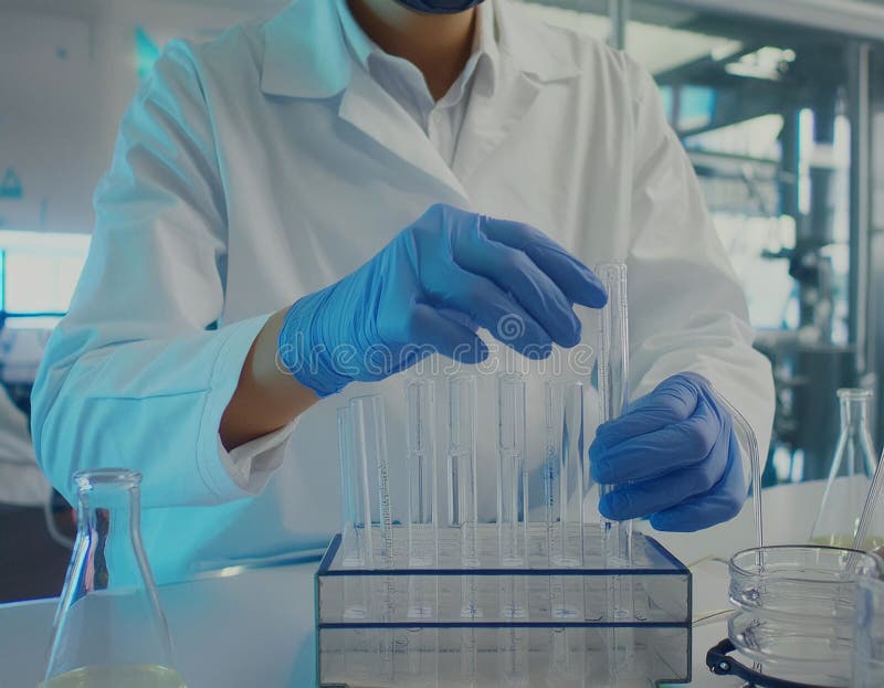 A Scientist Immersed in an Intricate Experiment, Manipulating Test ...