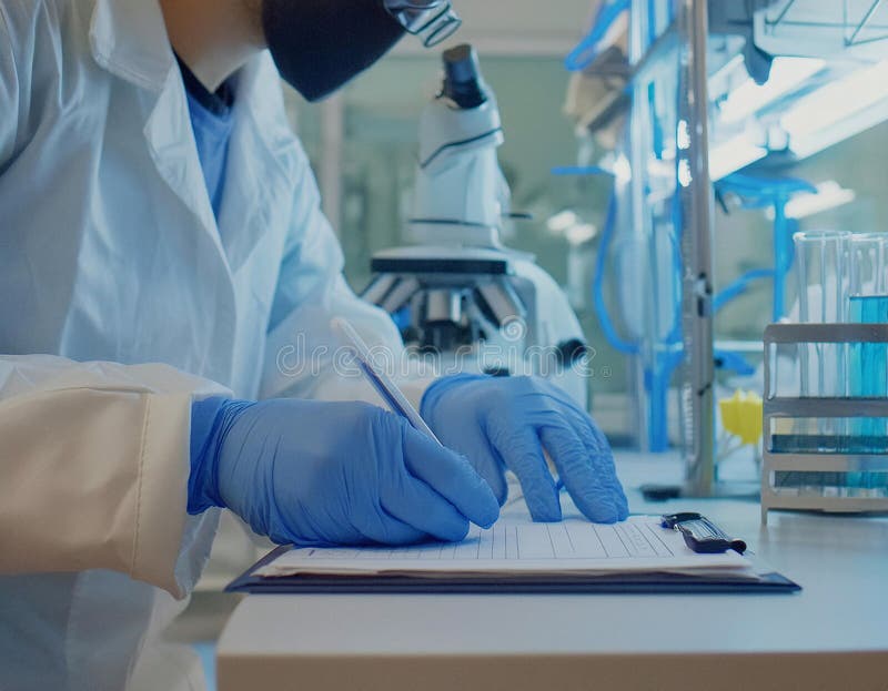 A Scientist Immersed in an Intricate Experiment, Manipulating Test ...