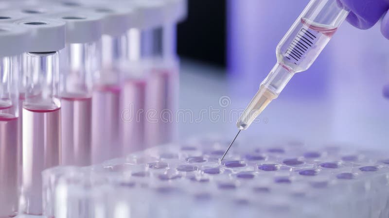 A Scientist Injecting Sample into a Plate for Laboratory Analysis and ...