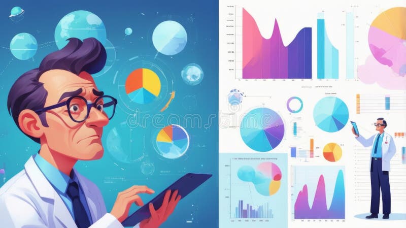 A Scientist Intensely Analyzing Complex Data on Screens Stock ...