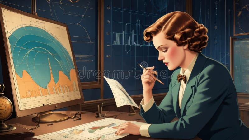 A Scientist Intensely Analyzing Complex Data on Screens Stock ...