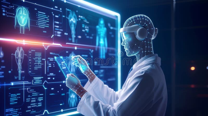 Scientist Interacting with Advanced Digital Interface Stock Image ...