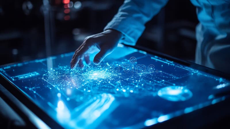 A Scientist Interacts with a Holographic Interface in a Modern ...