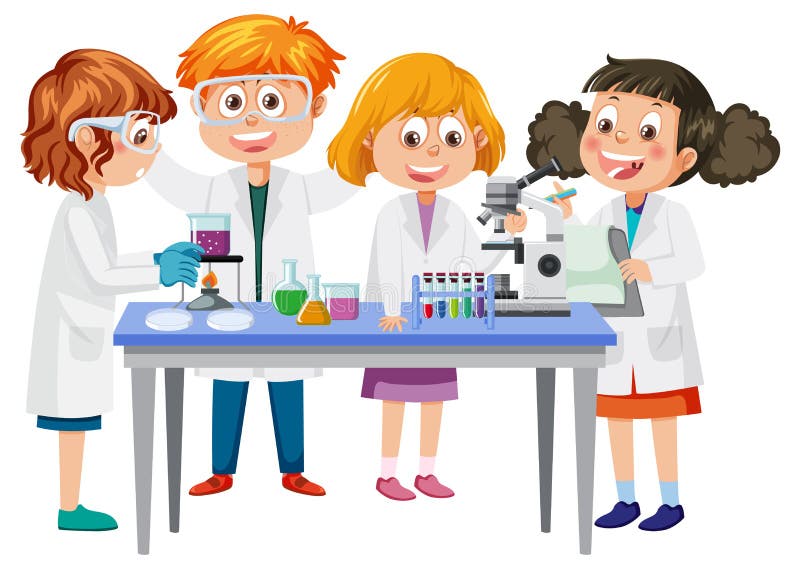 Scientist Kids Doing Chemical Experiment Stock Vector - Illustration of ...