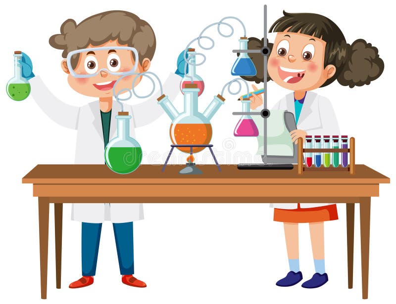 Scientist Kids Doing Chemical Experiment Stock Vector - Illustration of ...