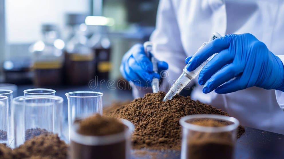 A Scientist in a Lab is Analyzing Soil Samples. they Carefully Measure ...
