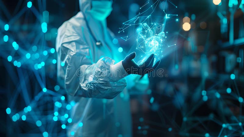 Futuristic Science Research Concept with Holographic Display. Scientist ...