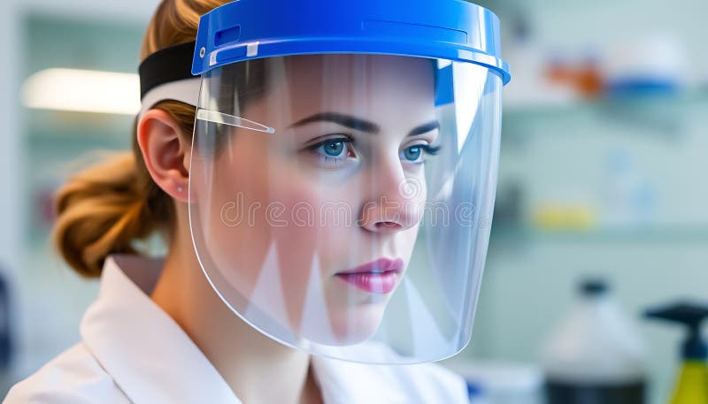 Scientist in Lab Coat and Face Shield in Laboratory Generative AI Stock ...