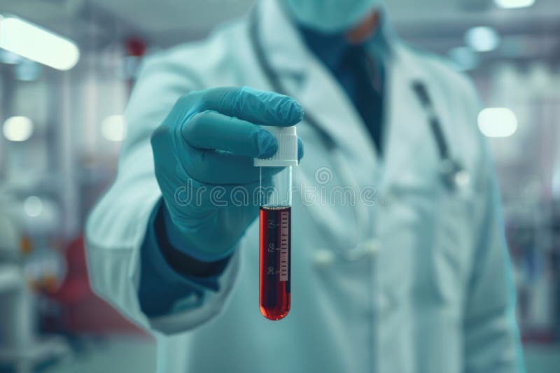 A Scientist in a Lab Coat Holds a Test Tube, Likely Containing a Sample ...