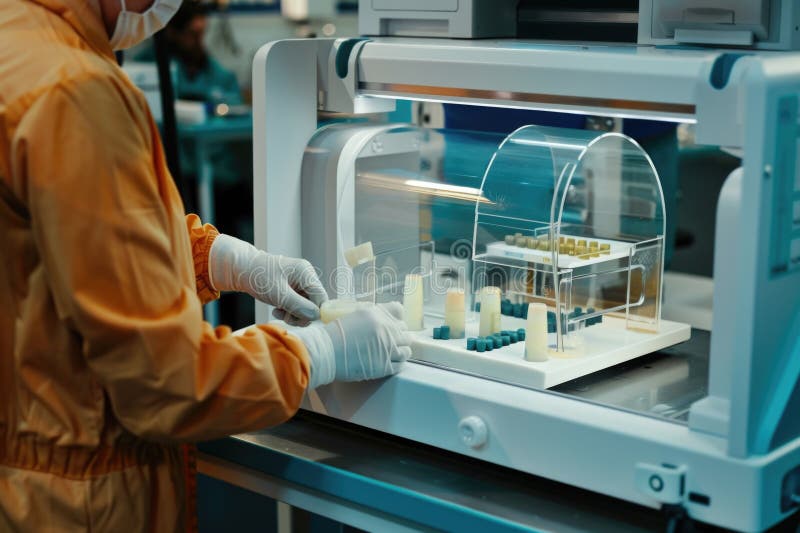 A Scientist in a Lab Coat Tinkers with Machinery Stock Illustration ...