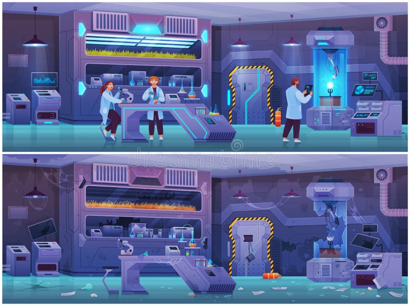 Scientist in Lab Conduct Experiment. Study of Technology with Equipment ...