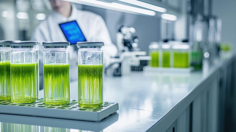 Scientist in a Lab Conducting Research, Working with Green Liquid ...