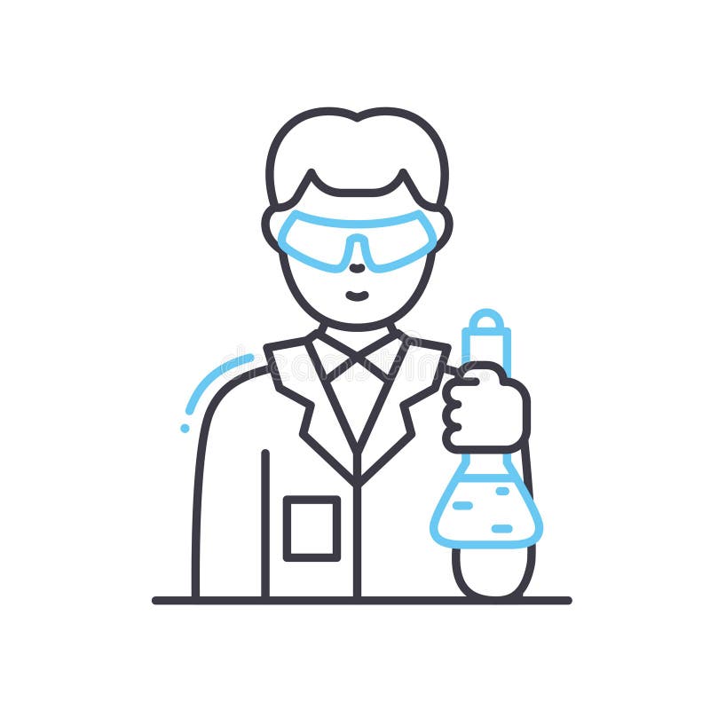 Scientist in Lab Line Icon, Outline Symbol, Vector Illustration ...