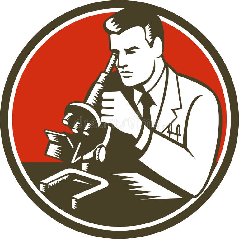 Researcher Chemist Microscope Retro Stock Illustrations – 91 Researcher ...