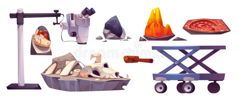 Scientist Lab Room with Dinosaur Fossil Vector Stock Vector ...