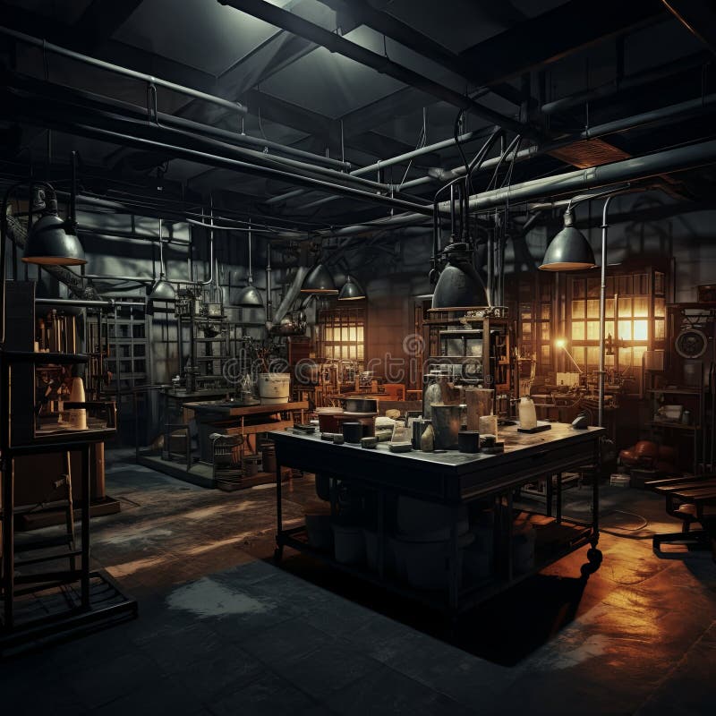 Scientist Lab Workplace Interior Design with Equipment and Tools for ...