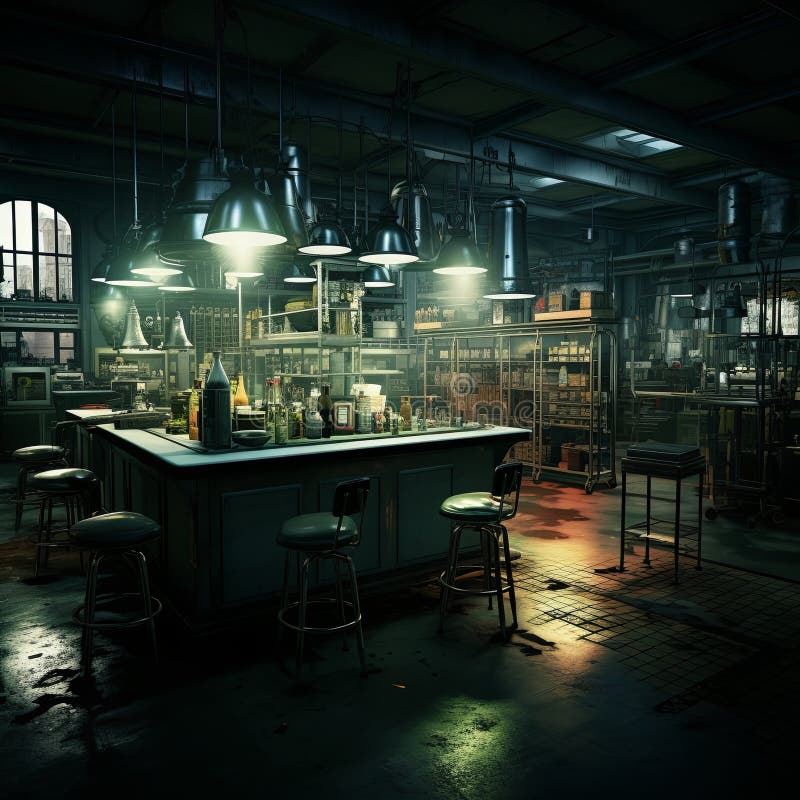 Scientist Lab Workplace Interior Design with Equipment and Tools for ...