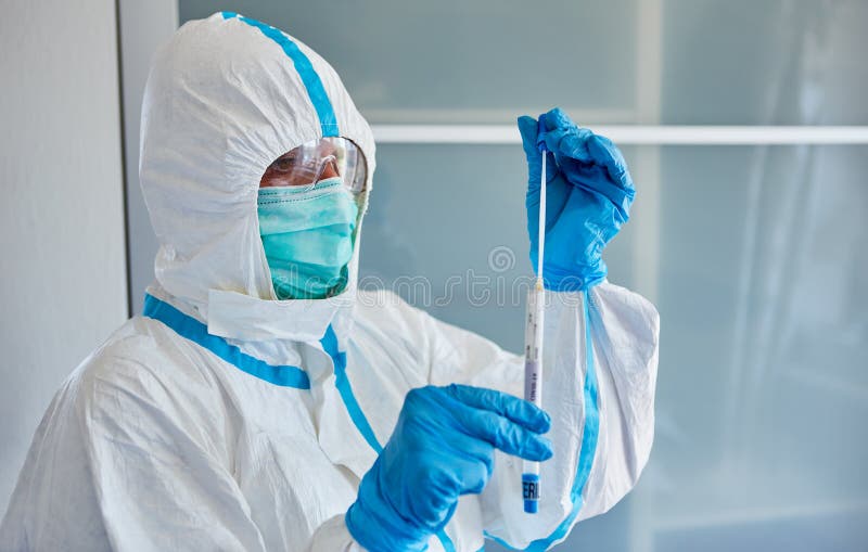 Scientist in the Laboratory Analyzes Coronavirus Saliva Sample Stock ...