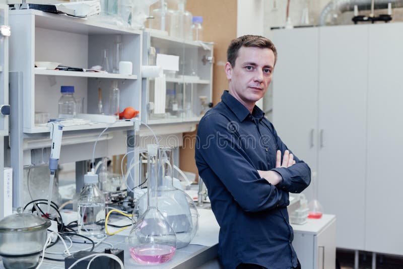 Scientist in a Laboratory Analyzes Lab. Analysis, Dna, Bio ...