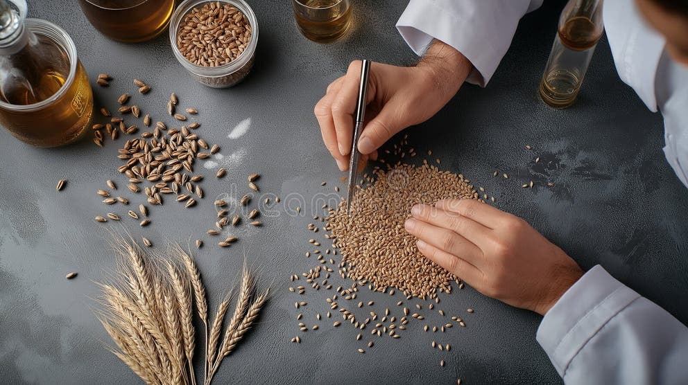 Scientist in a Laboratory Analyzing and Testing Seeds with Tools and ...