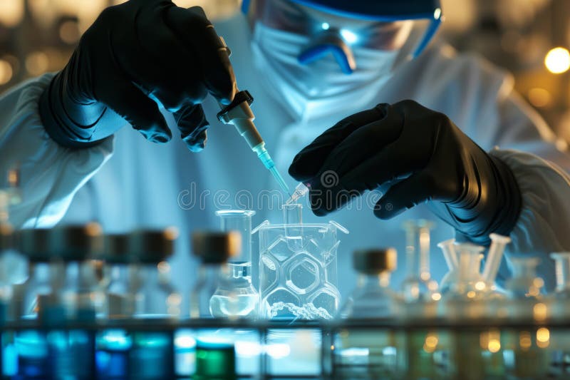 Scientist Performing Experiments in Laboratory with Scientific ...