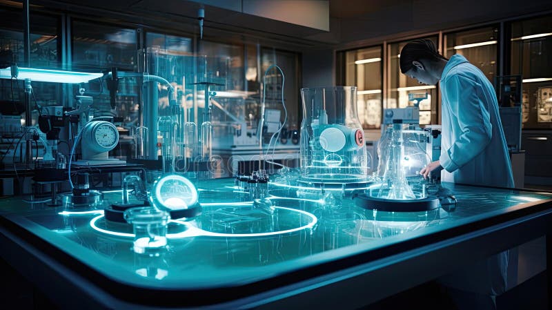 A Scientist in a Laboratory Conducts Experiments Stock Photo - Image of ...