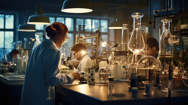 A Scientist in a Laboratory Conducts Experiments Stock Photo - Image of ...