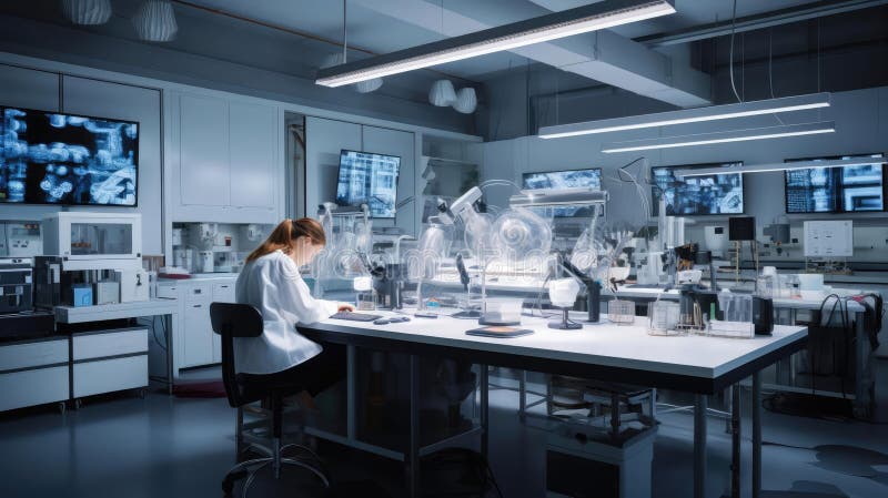 A Scientist in a Laboratory Conducts Experiments Stock Image - Image of ...