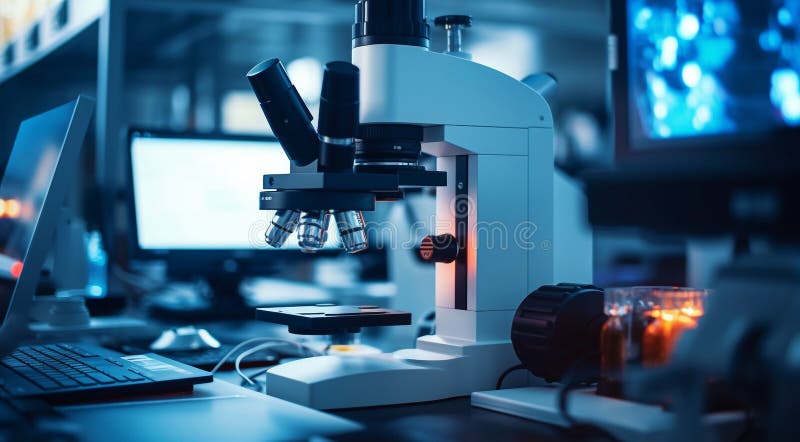 Scientist Looking at a Microscope, Laboratory Worker Doing His Work ...