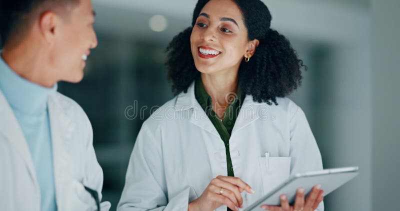 Scientist, Laboratory and Tablet with Happy Teamwork for Research ...