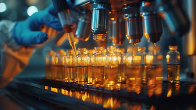 Scientist Working in a Modern Laboratory with Automated Pipetting ...