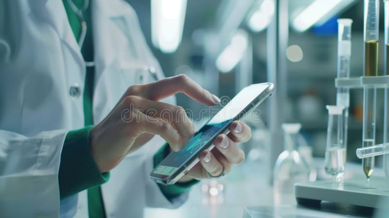 The Scientist Using Mobile Phone.AI Generated Image Stock Image - Image ...