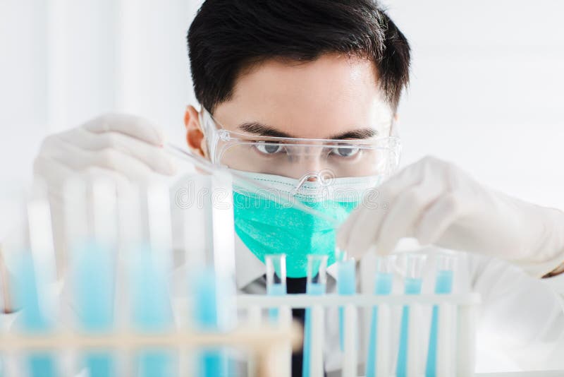 Scientist in the Laboratory Working at Lab with Test Tubes Stock Image ...