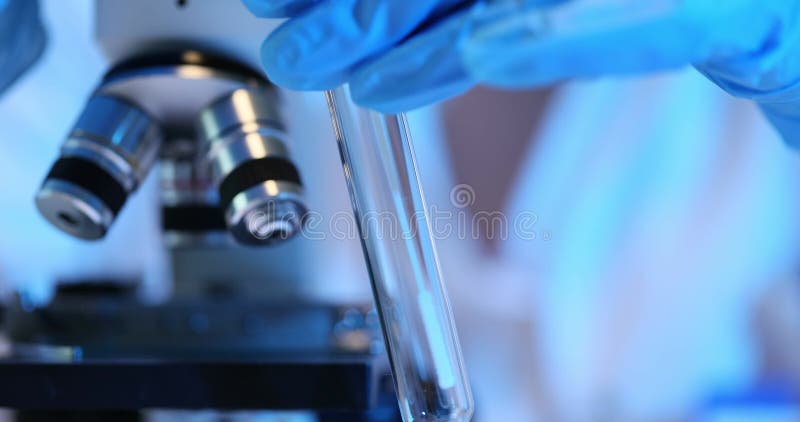Scientist Makes Smear Inside Test Tube Using Applicator Stock Video ...