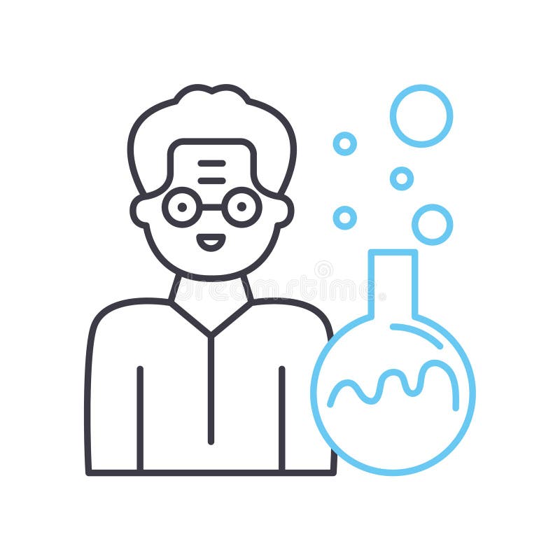 Scientist Line Icon, Outline Symbol, Vector Illustration, Concept Sign ...