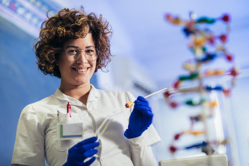 Scientist Looking at DNA in Laboratory Stock Photo - Image of helth ...