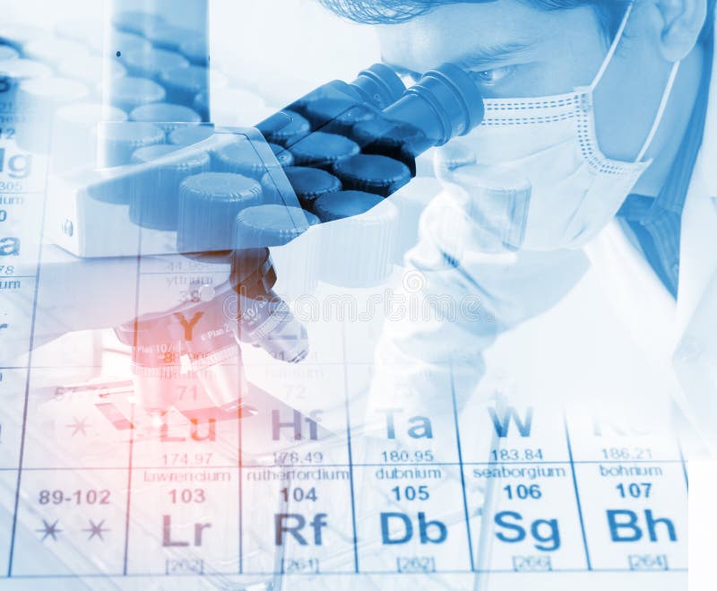 Scientist Looking through a Microscope for Chemistry Test Samples Stock ...
