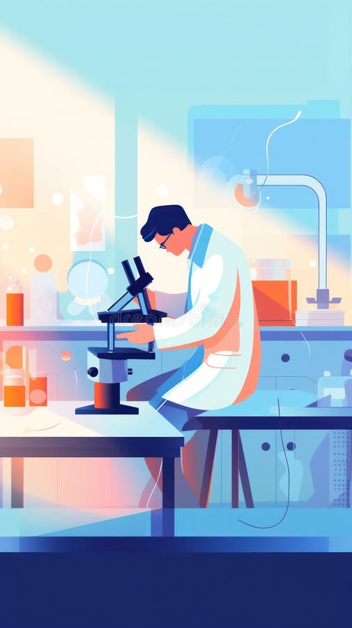 Cartoon Scientist Looking Microscope Stock Illustrations – 292 Cartoon ...