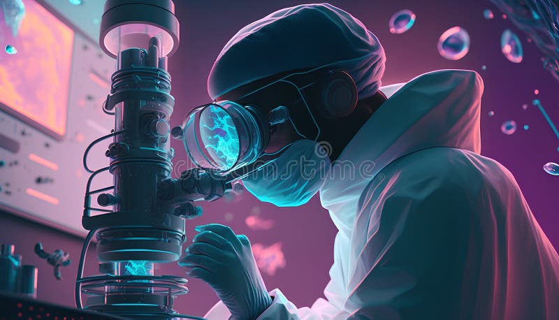 Scientist Looking through Microscope in Laboratory. Science and ...