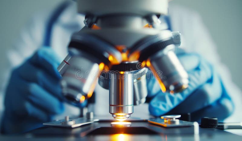 A Scientist is Looking through a Microscope at a Slide by AI Generated ...