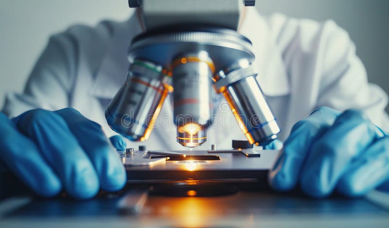 A Scientist is Looking through a Microscope at a Slide by AI Generated ...