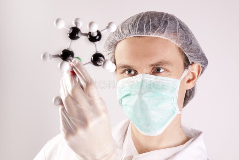 Scientist Looking Over Atoms Stock Photo - Image of chemistry ...