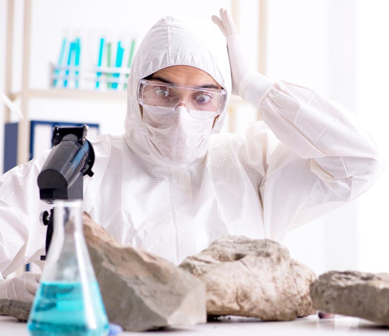 Scientist Looking and Stone Samples in Lab Stock Photo - Image of ...