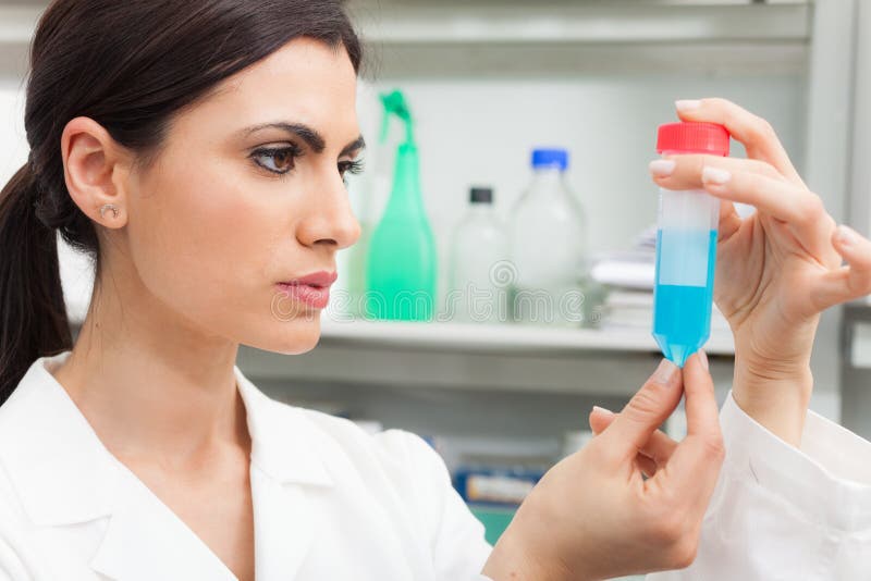 Scientist Looking at a Test Tube Stock Image - Image of medicine ...